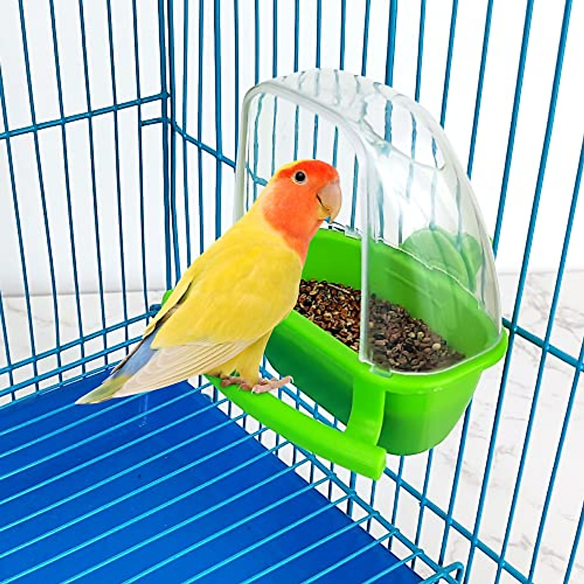 2Pcs Bird Feeder Water Dispenser for Cage Parakeet Bird Water Hanging Feeder Cup Plastic Food Feeding Box Pet Cage Accessories Seed Food Holder for Small Birds Parrots Cockatiel Budgies