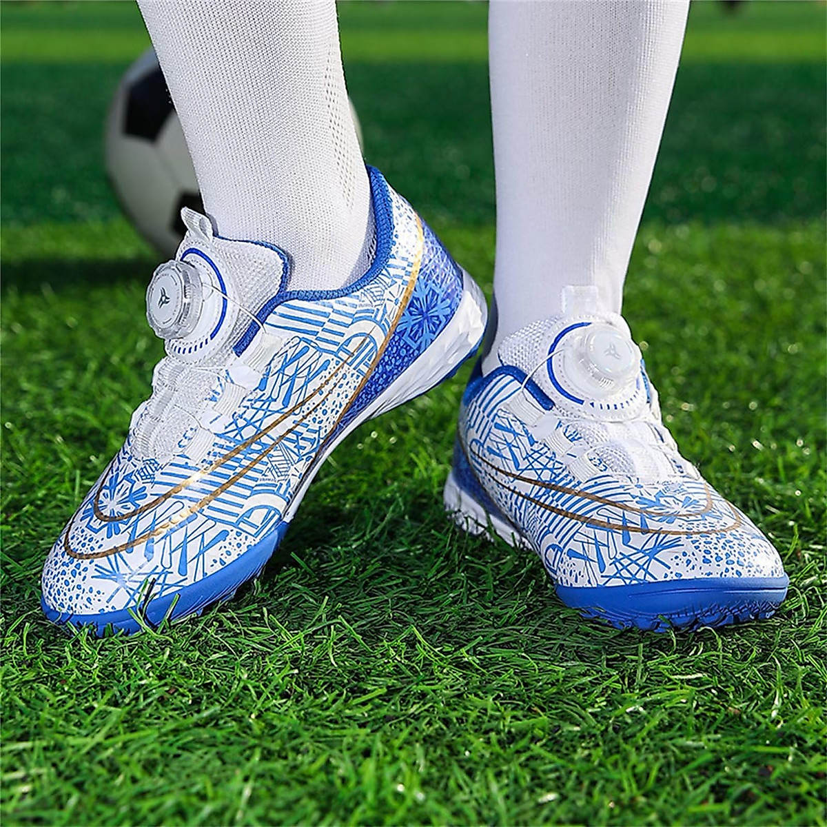 jioovziy Football Shoes for Boys Size 7.5 Unisex's Football Soccer Shoes Professional Soccer Shoes for Unisex-Adult Walking Athletic White
