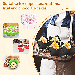 Xinlife Baking Cups 100Count Cupcake Liners Standard Tulip Baking Paper Cupcake Greaseproof Muffin Liners for Wedding Birthday Christmas Party Baby Shower Anniversaries All Festivals, Black