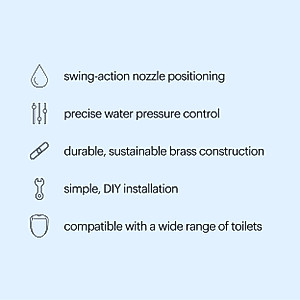 Brondell SMB-15 Side Mounted Manual Bidet Attachment for Toilet Seats with Adjustable Sprayer and Water Pressure, Thin Profile, Chrome