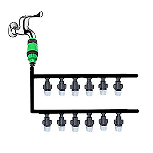 Uongfi Garden Hoses 1 Sets Fog Nozzles Irrigation System Portable Misting Automatic Watering 10m Garden Hose Spray Head with 4/7mm Tee and Connector hosing Pipe (Color : Water kit)