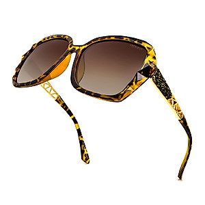 LECKIRUT Oversized Sunglasses for Women Polarized UV Protection Classic Fashion Ladies Shades Leopard