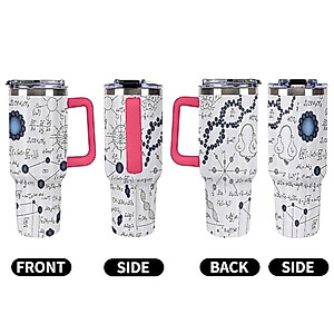 Chemical Formula 40oz Water Bottle Double Wall Insulated Tumbler with Handle Leakproof Travel Mug Light Rose Red-style