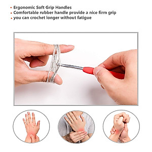 Ergonomic Crochet Hook set 14 Sizes 2mm(B)-10mm(N) with Case for Arthritic Hands,Crochet Kit for Beginners Extra Long Crochet Needles.
