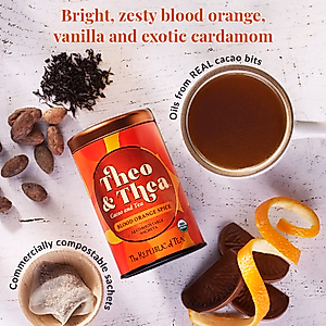 The Republic of Tea - Theo and Thea Blood Orange Spice Full-Leaf Black Tea, 14 Pyramid Sachets, Low Caffeine