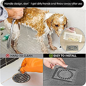 OneAXE Disposable Hair Catcher Shower Drain Floor Sink Strainer Filter Mesh with Stickers for Bathroom and Kitchen 30 Pack Square Grey, Gray, DL003