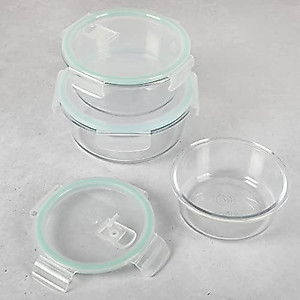 Martha Stewart Lamoine 6 Piece 44 oz, 32 oz, 22 oz Round Storage Borosilicate Glass Container Set w/PP Snap Martha Blue Lids