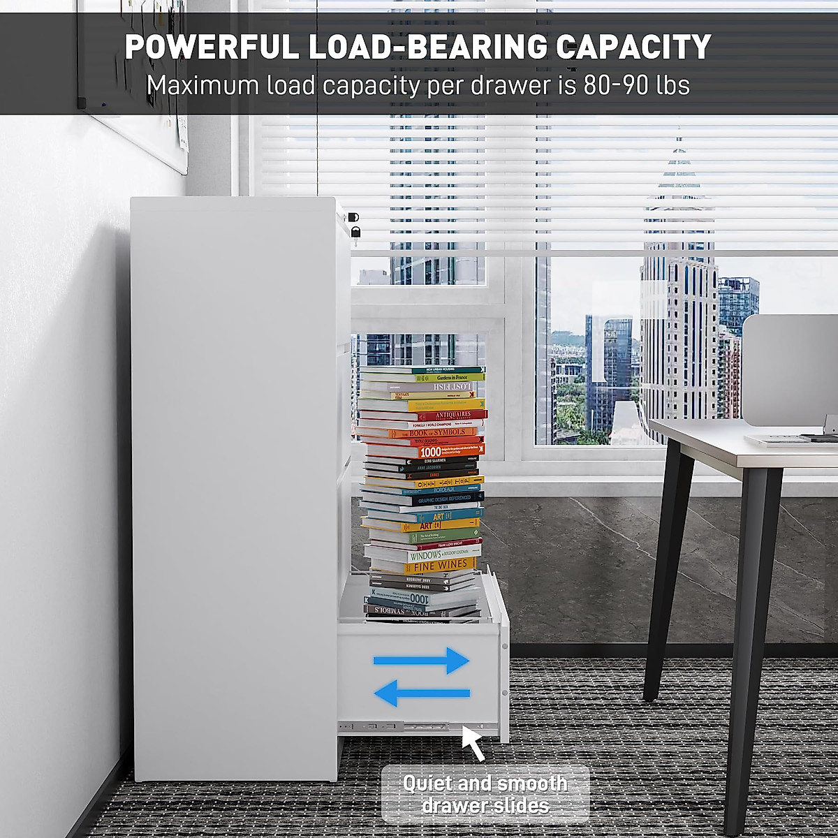 WIILAYOK Lateral File Cabinet, 4 Drawer Metal Lateral Filing Cabinet with Lock, File Cabinet for Home Office fits Letter/Legal/A4 Size