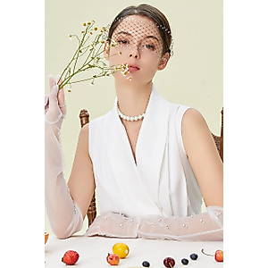 BABEYOND Hairband Vintage Veil Headband Tea Party Fascinator Veil for Women (Black)