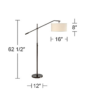 Possini Euro Design Holden Modern Farmhouse Rustic Industrial 62 1/2" Tall Standing Floor Lamp Light Curved Arc Adjustable Smart Plug Metal Oil Rubbed Bronze Finish Living Room Bedroom House Reading