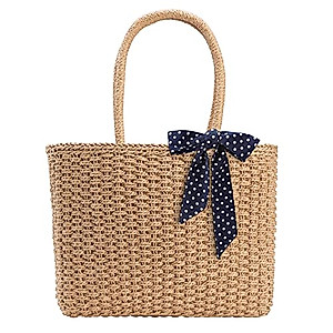 YXILEE Zipper Straw Bags For Women | Straw Purse Woven Handmade Summer Handbag for Travel Beach