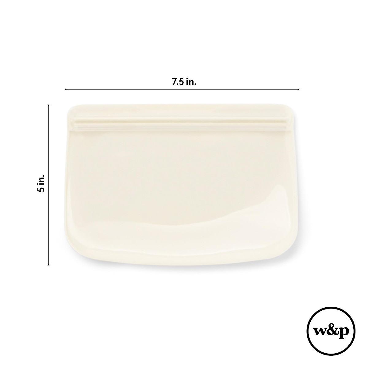 W&P Porter Snack Bag 100% Silicone Reusable Food Storage Bag | 10 oz Flat - Cream | Cook, Store, or Freeze | Easy Cleaning, Dishwasher-Safe