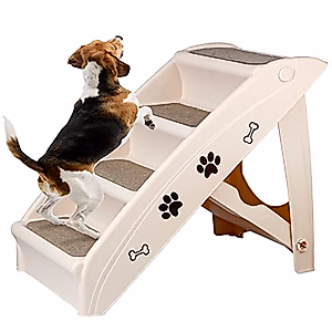 ZENY Foldable Pet Dog Stairs/Steps for Small Pet Dog/Cat, Safe and Durable Pet Ramp Stairs with Non-Slip Pads, for High Beds, Sofa, Car