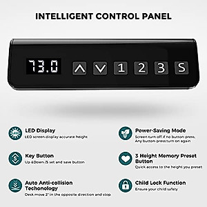 Standing Desk, 40 x 24 in Electric Height Adjustable Computer Desk Home Office Desks Sit Stand up Desk Computer Table with Memory Controller/Headphone Hook, Rustic Brown