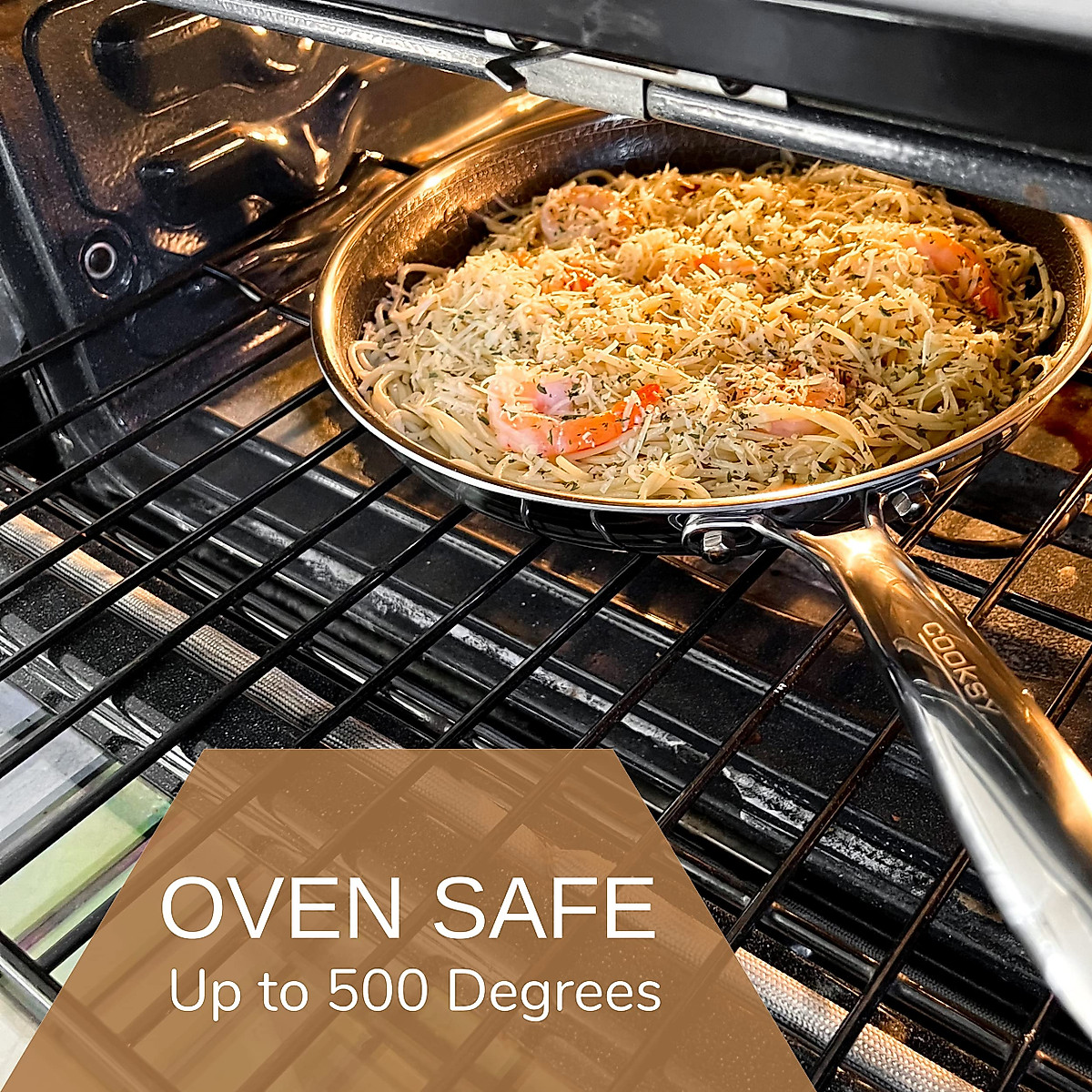 Cooksy 11 Inch Hexagon Surface Hybrid Stainless Steel Frying Pan