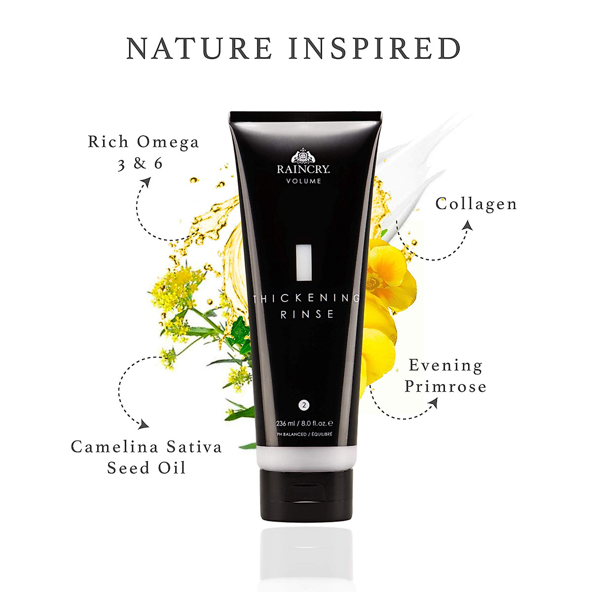 RAINCRY Volume Shampoo & Conditioner Bundle Set - 236mL - For Fine to Normal Hair - Free From Parabens, Sulfates, and Phthalates - Natural, Professional Hair Product