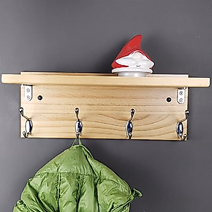 lomejii Wood Wall Coat Rack Wall Mount 4 Hooks with Shelf, Modern Decor Wooden Wall Mounted Shelves,Great Hanger Float and Rail for Hanging in Entryway Hallway Mudroom Farmhouse Living Room