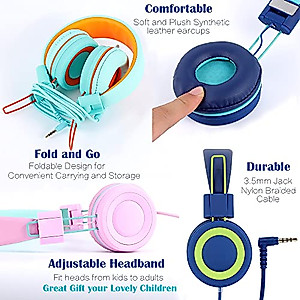 CN-Outlet Kids Headphones for School with Microphone 4 Pack Wired Classroom Headsets Class Set Students Children Boys Girls Teen and Adults (Mixed Colors)