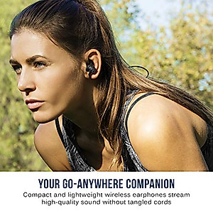 MEE audio M9B Bluetooth 5.0 Wireless in-Ear Headphones with Built-in Headset Microphone - 9 Hours Long Battery Life, IPX5 Waterproof Noise Isolation Earbuds - for Workout Gym Sports Black