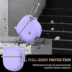 QIUDAOY Bose QuietComfort Earbuds II Case Cover with Secure Lock, Hard Case Protector with Keychain/Lanyard, One-piece Protective Shell Skin for Bose QC Earbuds 2, PC+Silicone Full Protection (Purple)
