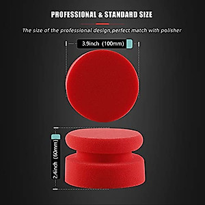 SPTA Tire Shine Applicator, 6Pcs Foam Applicator Pads, Round Shape Side Pressing Hand Polishing Sponge Pads Kit Tire Shine Applicator Pad Tire Dressing Applicator Pad for Applying Tire Shine