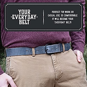 Main Street Forge Bootlegger Leather Belt | Made in USA | Gray with Black Buckle - 46