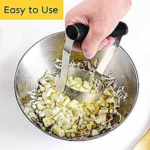 HULISEN Cutlery Serrated Food Chopper, 3 Inch Stainless Steel Manual Hand Chopper with Grip Handle & Serrated Tooth Edge, Handheld Chopper, Chop Cabbage, Egg, Nut, Ground Meat, Vegetable for Salad
