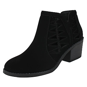 Soda Girl's Triangle Cutout Side Chunky Stacked Heel Ankle Boot,Black,11