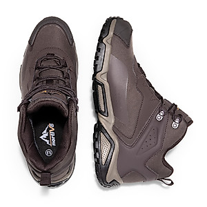NORTIV 8 Men's Waterproof Hiking Boots Lightweight Mid Ankle Trekking Trails Outdoor Boots,Size 9,BROWN,JS19001M