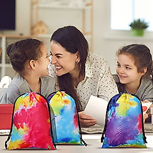 Zhengmy Tie Dye Party Birthday Gift Bags 10 x 7 Inch Treat Goodie Drawstring Favor for Kids Supplies Candy Beach Luau (Graffiti Style, 24 Pack)
