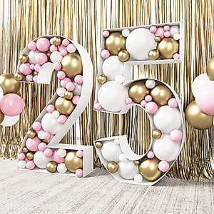 HOUSE OF PARTY 3FT Mosaic Numbers for Balloons- Marquee Numbers Pre-Cut Light Up Balloon Number Frame, Mosaic Cardboard Numbers 2 for 12th 20th 21st Birthday, Anniversary, Graduation Party Decorations