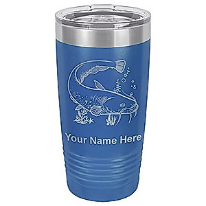 LaserGram 20oz Vacuum Insulated Tumbler Mug, Catfish, Personalized Engraving Included (Dark Blue)