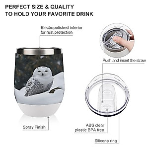 WYUSPGK 304 Stainless Steel Insulated Cup, Snow Owl Print Smooth Rim, Durable & Reusable - Perfect for Office, Home, And Travel