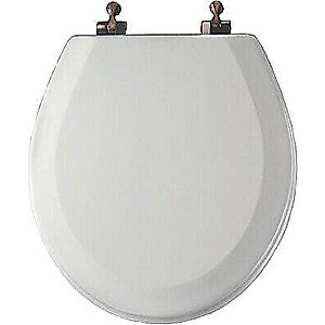 MalyitrolY Round Molded Wood Toilet Seat, Oil-Rubbed Bronze Hinge, White seats Bathroom accessories seat cover Home improvement risers Sitz bath for T (3694821)