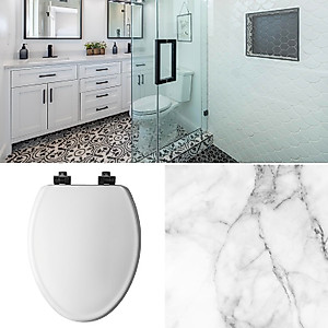 Mayfair 826MBSL 000 Benton Toilet Seat, 1 Pack Round, White with Matte Black Hinges