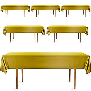 DecorRack 6 Pack Rectangular Tablecloths -BPA- Free Plastic, 54 x 108 inch, Dining Table Cover Cloth, Gold (6 Pack)