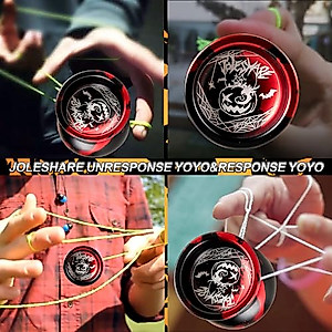 JOLESHARE Professional Unresponsive Yoyo X5 for Pros and Responsive Yoyos for Kids Beginners - Replaceable Unresponsive Bearings, Gloves, Removal Bearing Tool and 5 Cords Included (red Black)