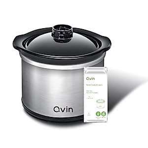 Qvin 0.65 qt mini slow cooker warmer with 10pcs slow cooker lines for 0.5Qt-0.75qt pots