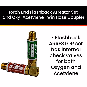 Hot Max 24011/24131 Torch End Flashback Arrestor Set and Oxy-Acetylene Twin Hose Coupler/Union Bundle