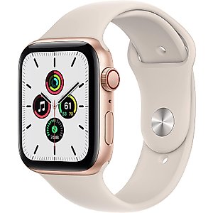 Apple Watch Series SE (GPS + Cellular, 44MM) Gold Aluminum/Starlight Band (Renewed)
