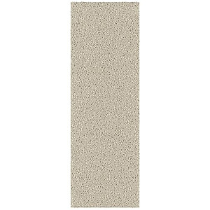 Ottomanson Indoor Solid Shag Design Rubber Back 2x6 Soft Pile Shag Runner Rug for Hallway, Entryway, Kitchen, Living Room, Bedroom, Bathroom, 2' x 6', Cream
