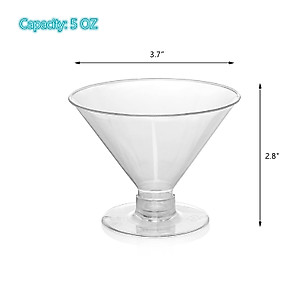 Frcctre 80 Pack Disposable Plastic Cocktail Glasses, 5 OZ Plastic Mini Martini Glasses, Clear Mini Dessert Glasses Parfait Cups Wine Shooter Glasses Trifle Party Bowl for Weddings Party Events