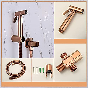 MINJING Handheld Bidet Sprayer Rose Gold, Stainless Steel Bidet Sprayer for Toilet, High Pressure Body Cloth Diaper Sprayer, Bidet Hose for Personal Hygiene,B