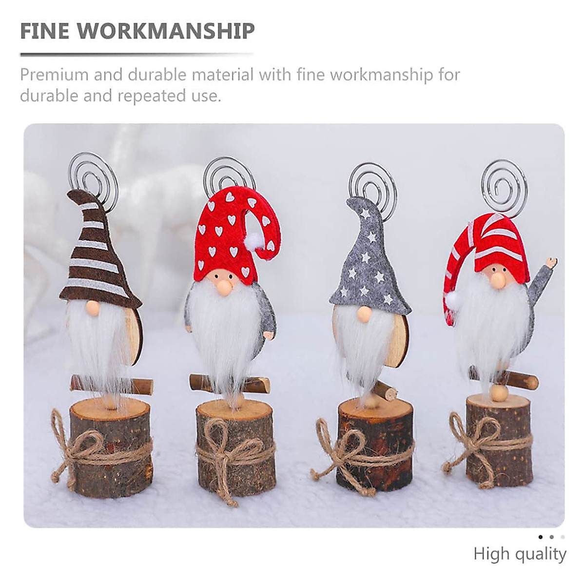 FOMIYES Christmas Decor 6pcs Christmas Gnomes Photo Holders, Christmas Table Number Place Holders, Wooden Base Name Cards Stands, Notepads Stand for Christmas Party Favors Wood Decor