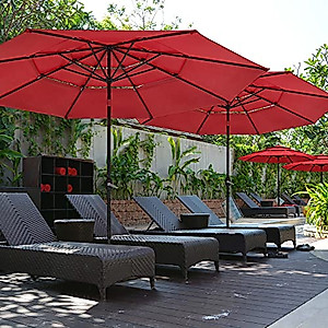 Yescom 11ft 3 Tier UV70+ Push Tilt Patio Umbrella Crank Handle Outdoor Cafe Deck Table Garden Backyard Hotel