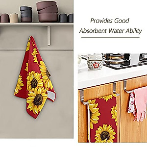 Kigai Towels Sunflower Pattern Kitchen Towels 100% Cotton Soft & Absorbent Towels for Bathroom Thick Plush Hand Towel Beach, Pool, Gym, Yoga Quick Dry Towel Set 28.3x14.4in