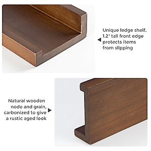 Picture Ledge Shelf, Floating Shelves Set of 4, 36 Inches Nursery Book Shelves for Toys Storage, Kids Bookshelf Wall Mounted for Living Room Bedroom Decor Books Photo Frames, Walnut