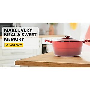 Skyriper 6 Quart Dutch Oven Pot with Lid Non-Stick Enameled Cast Iron Dutch Oven for Bread Baking, Roasting & Braising, Deep Round Heavy-duty Casserole Dish, Compatible with all Cooktops & Ovens, Red