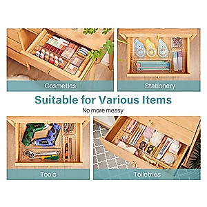 Kootek 22 Pcs Clear Plastic Drawer Organizer Set, 4-Size Bathroom Drawer Organizers Non-Slip Desk Dividers Trays, Versatile Storage Bins for Makeup, Jewelry, Vanity, Bedroom, Kitchen, Office