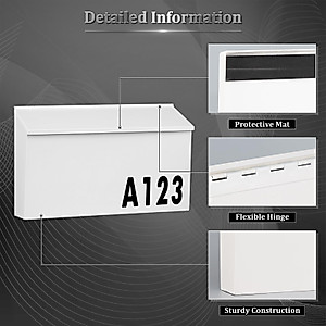 Dalmbox Wall-Mount Mailbox Large Mailbox for Post Rust-Proof Galvanized Steel Box for Outside or Townhouse Horizontal Style, White, 15.7” x 4.3” x 9.4”